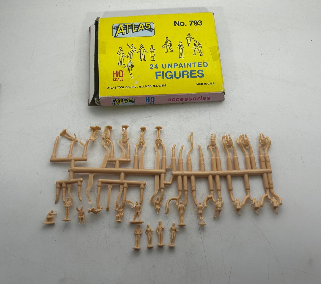 Vintage Atlas HO Scale Unpainted Figures: 24+ Tiny People, Men and ...