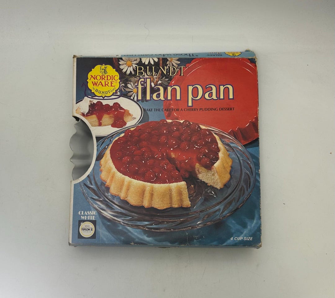 Vintage Nordic Ware Flan Pan, Bundt Brand, Harvest Gold, Original Box ...