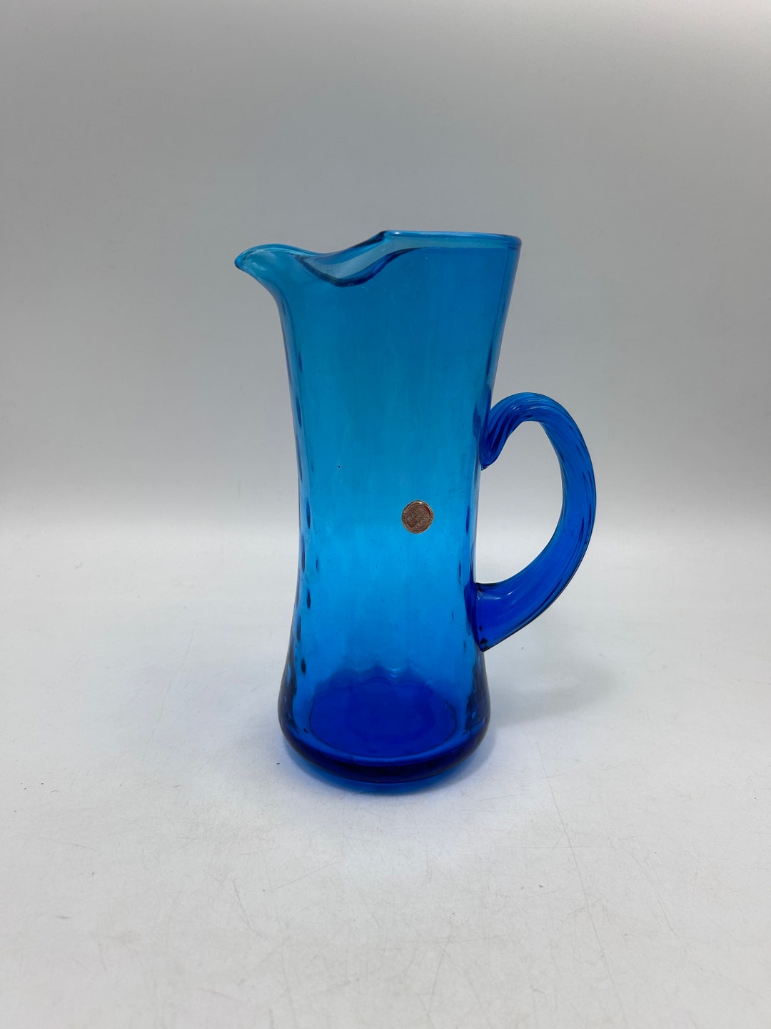 Vintage Blue Empoli Style Pitcher: 7.5 Inches Tall, Twisted Handle ...