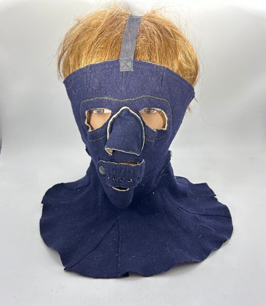 Vintage Wool Ski / Snowmobile / Military / Motorcycle Mask -- Navy Blue ...