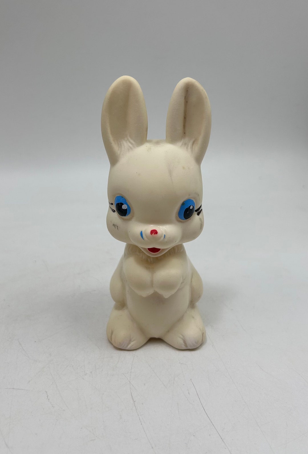 Vintage Squeaky White Bunny Rabbit Toy: Still Squeaks, 6 Inches Tall ...