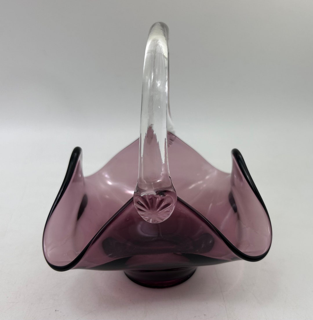 Vintage Viking Glass Basket: Epic, Amethyst / Purple, Handkerchief Edge ...