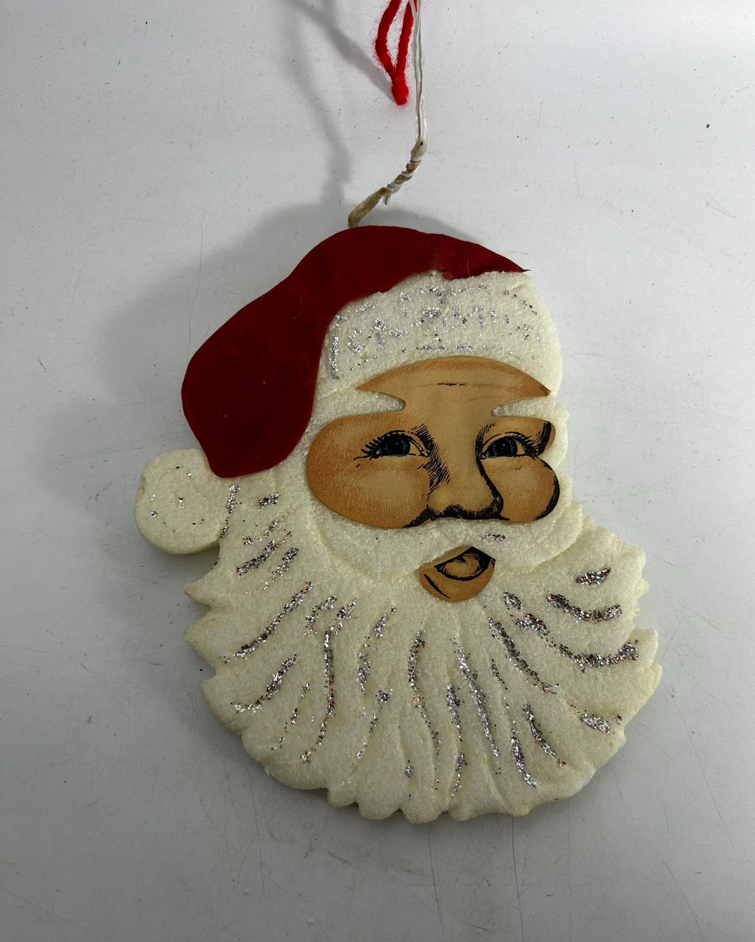 Vintage Styrofoam and Paper Santa Claus Face -- 9.5 Inches, Midcentury ...