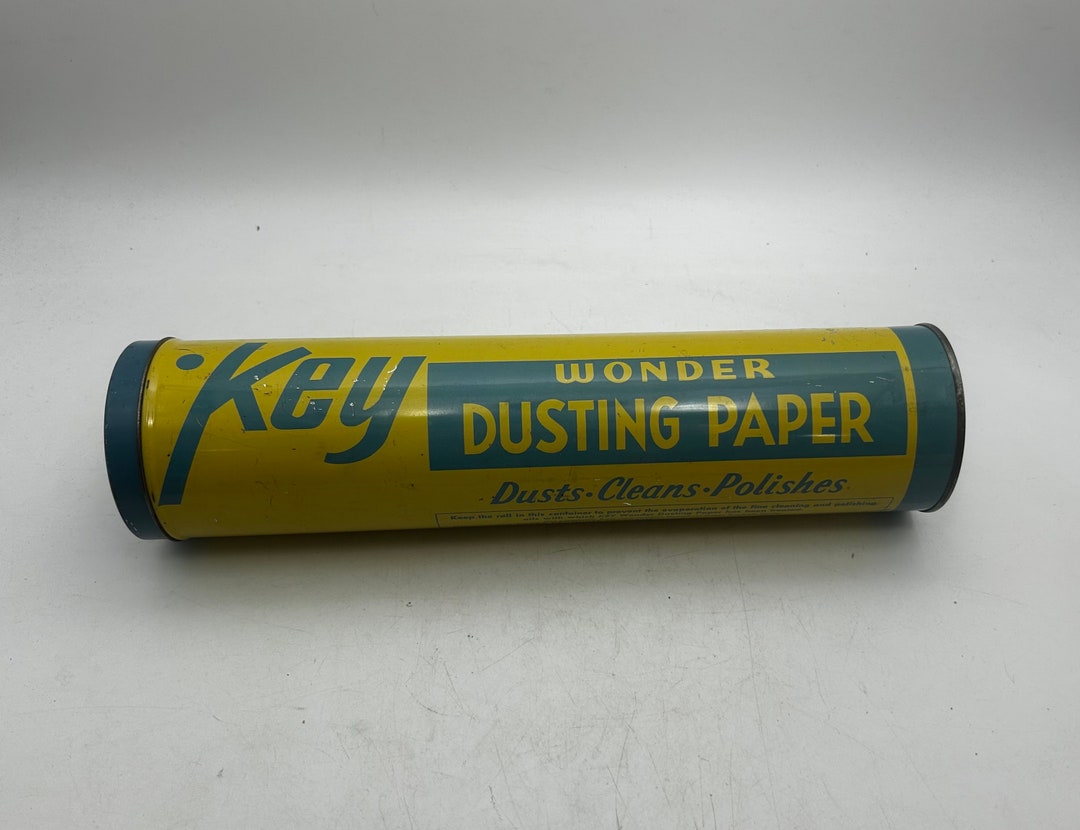 Vintage Key Wonder Dusting Paper: Yellow and Blue Advertising Tin With ...