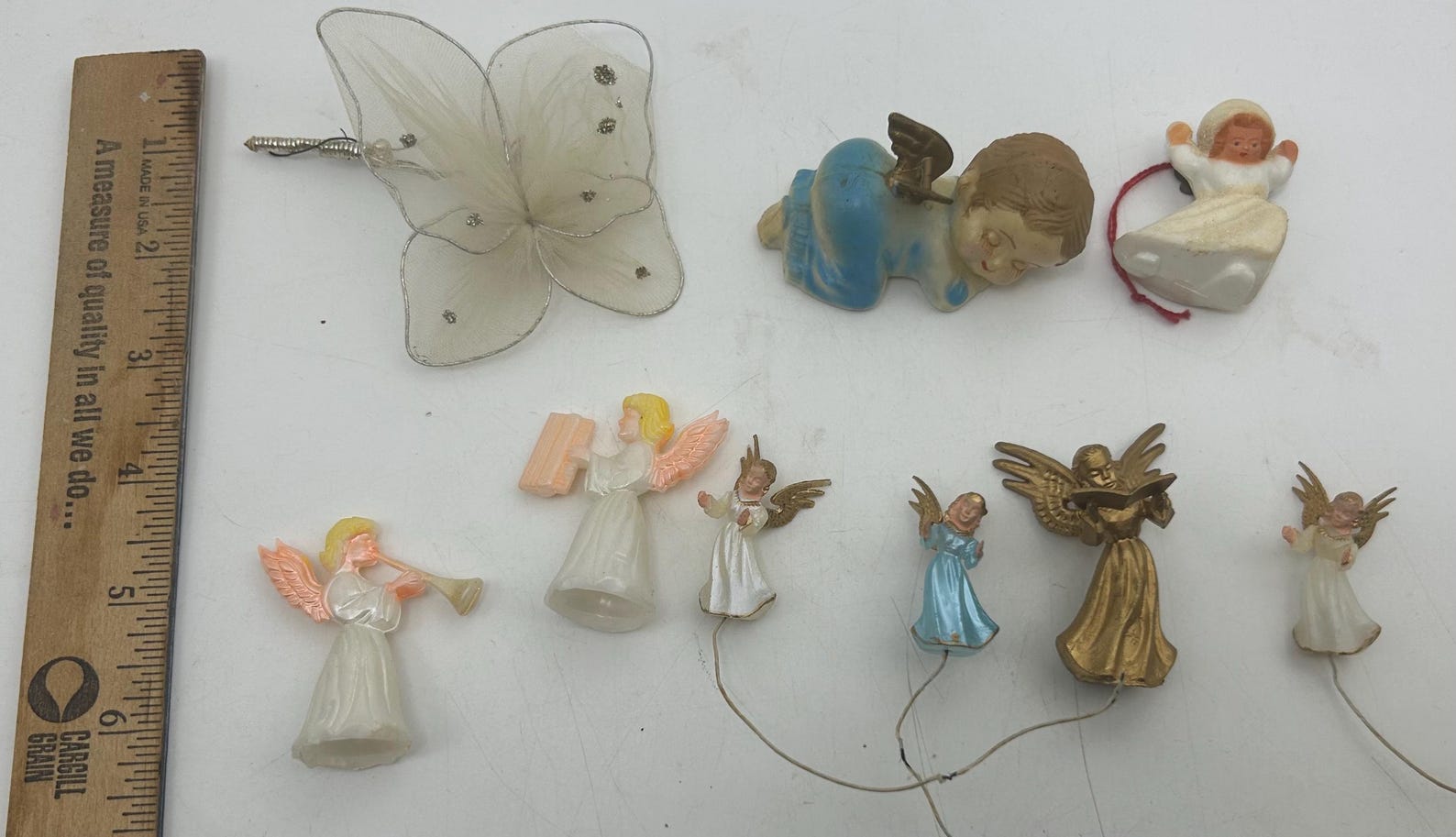 8 Small Vintage Plastic Angels Plus Net Wings for Collection, Crafts ...