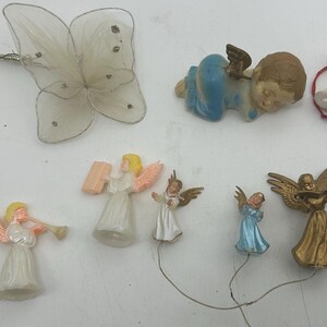 8 Small Vintage Plastic Angels Plus Net Wings for Collection, Crafts ...
