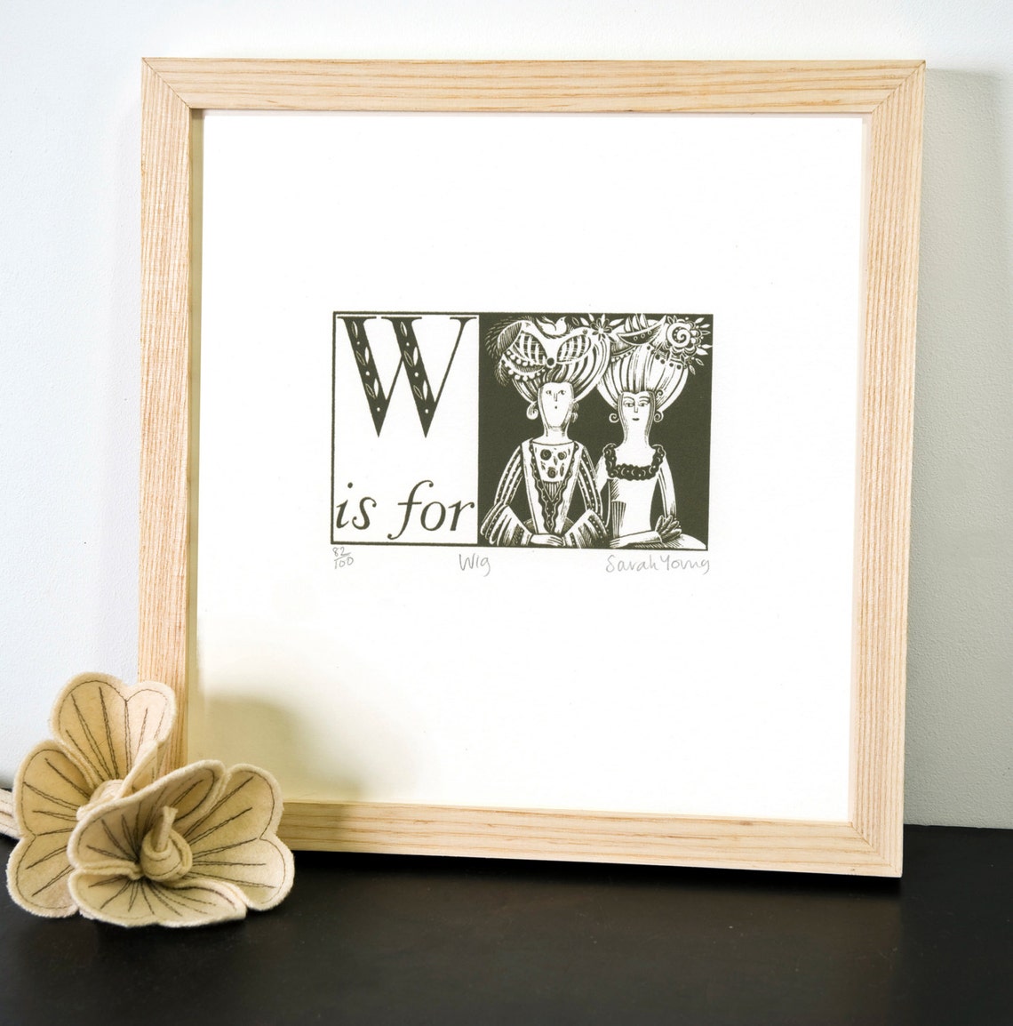 W is for Wig - Alphabet Silkscreen Print - Etsy UK