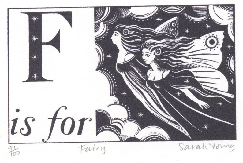 F is for Fairy - Alphabet Silkscreen Print - Etsy