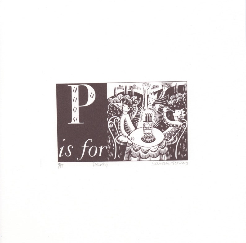 P is for Party - Alphabet Silkscreen Print - Etsy UK