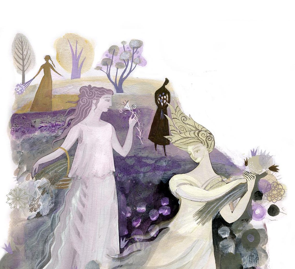 Nymphs Gathering Flowers - Print of an Illustration by Sarah Young - Etsy