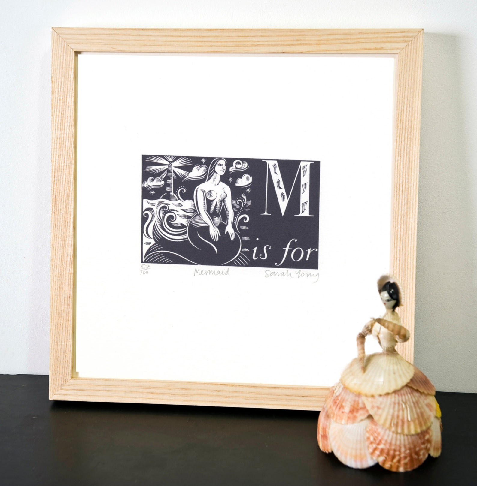 M is for Mermaid- Alphabet Silkscreen Print - Etsy