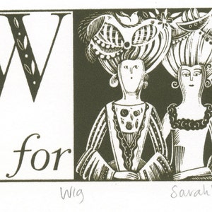 W is for Wig Alphabet Silkscreen Print - Etsy