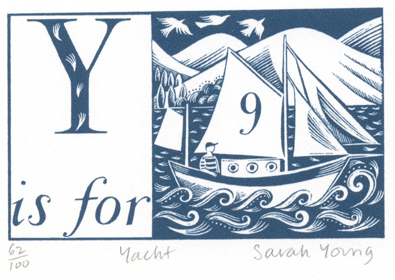 Y is for Yacht Alphabet Silkscreen Print | Etsy