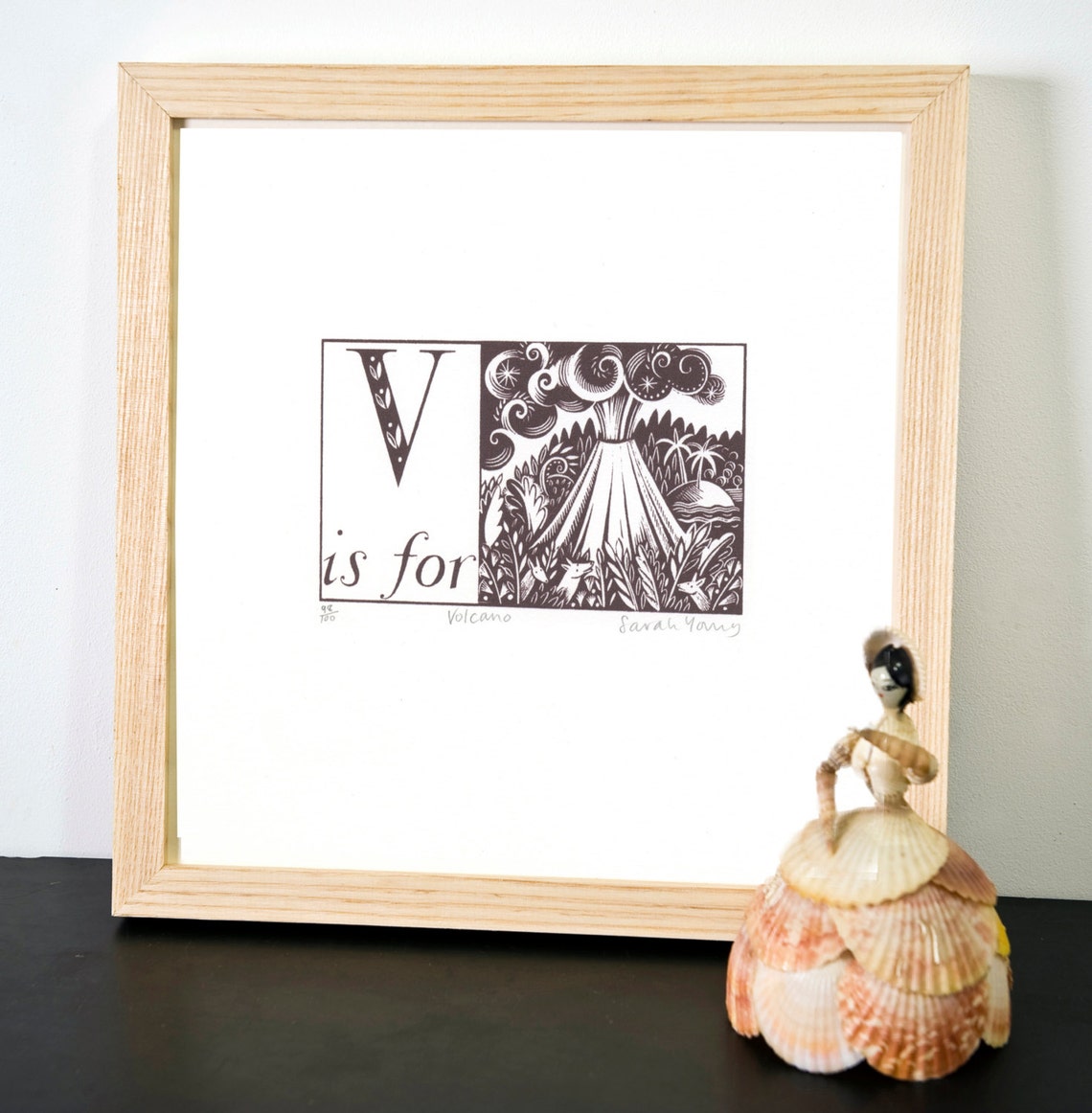 V is for Volcano Alphabet Silkscreen Print - Etsy
