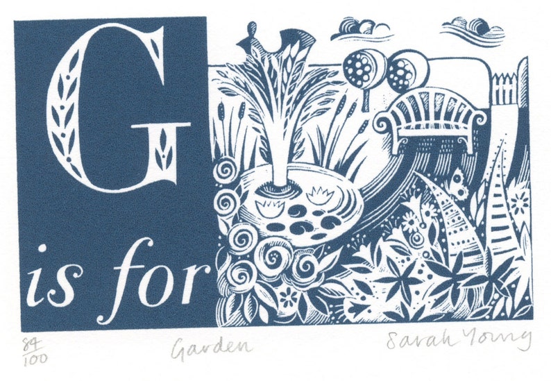 G is for Garden - Alphabet Silkscreen Print - Etsy UK