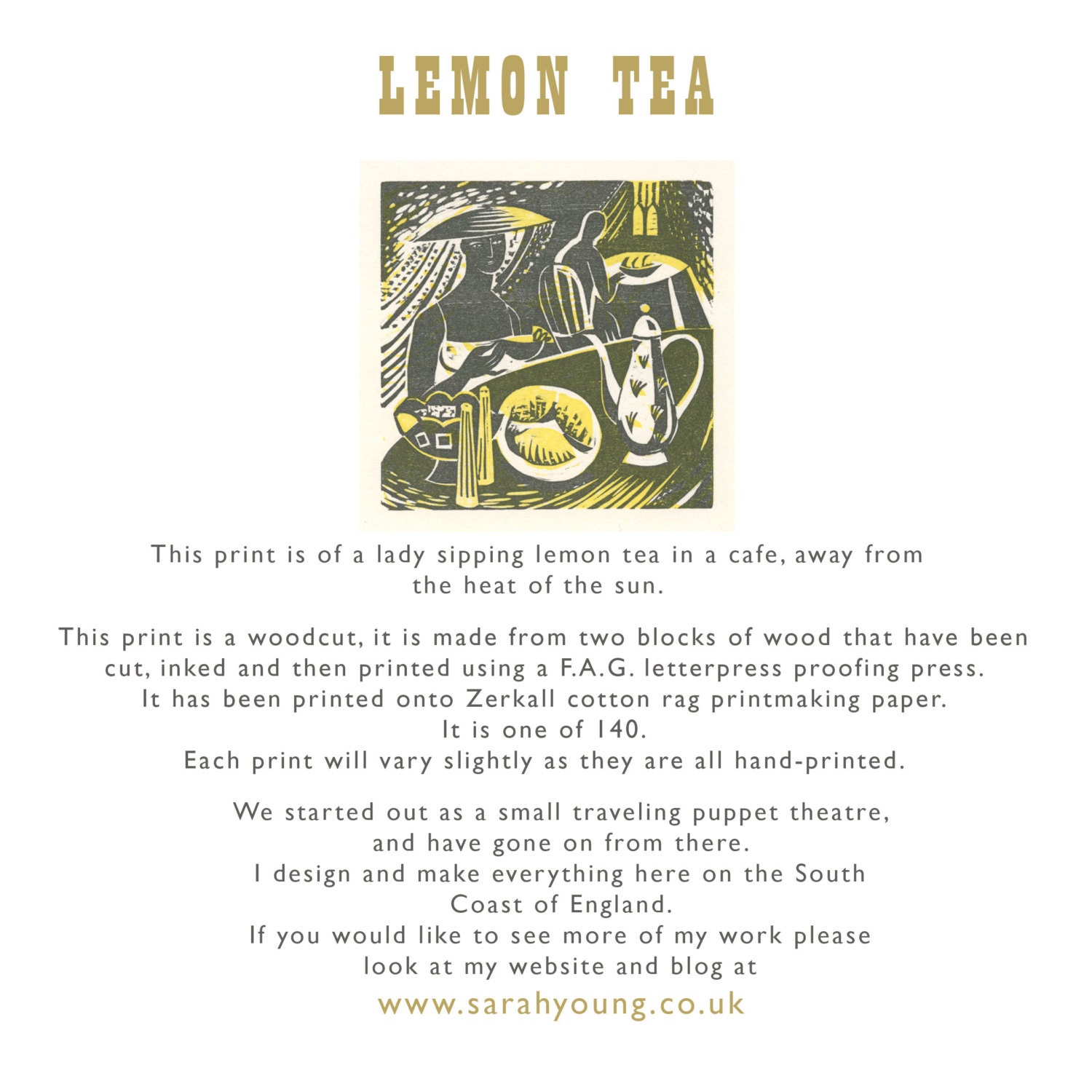 Lemon Tea Woodcut Print - Etsy