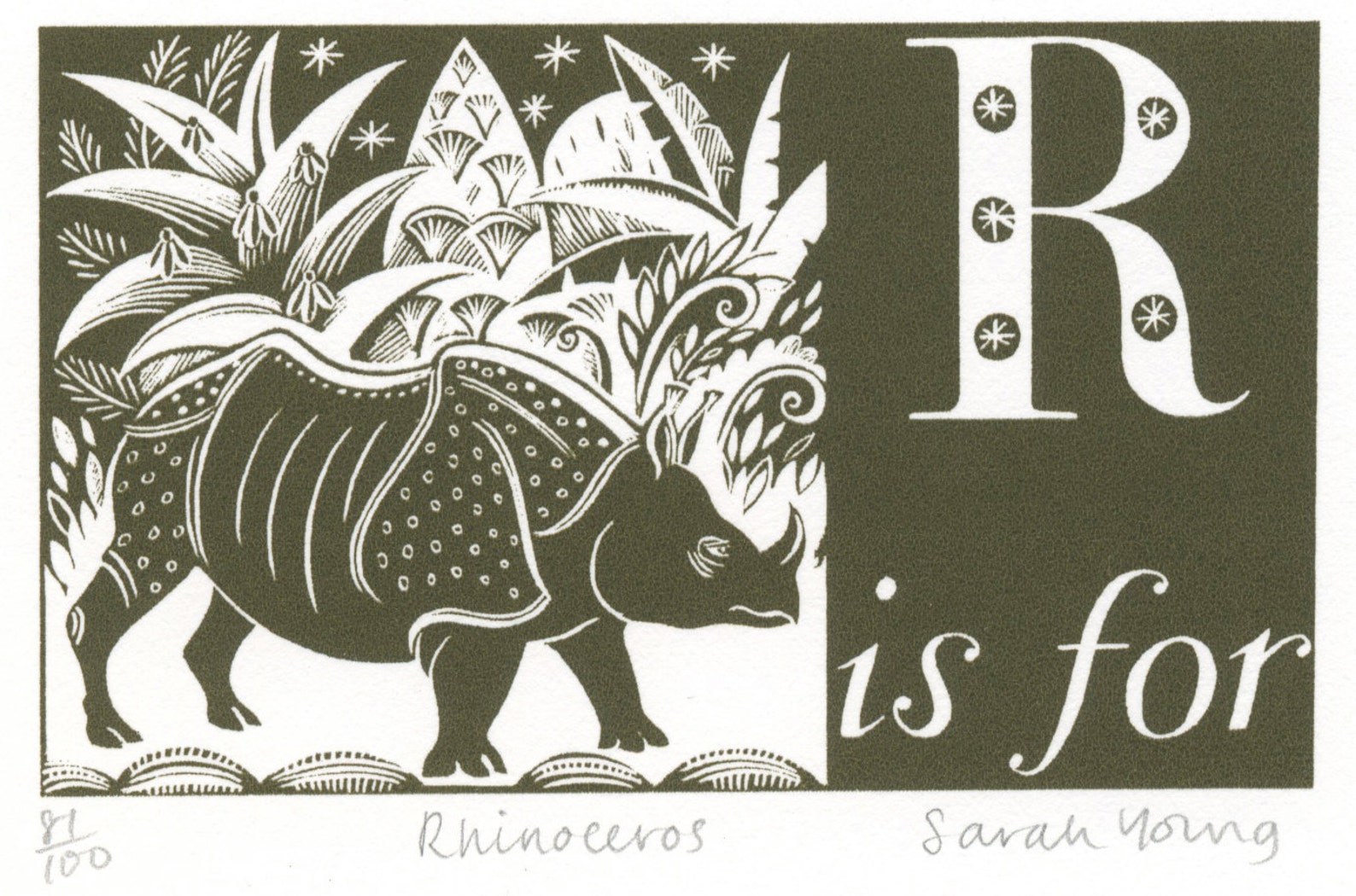 R is for Rhinoceros Alphabet Silkscreen Print - Etsy