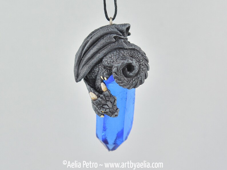 Crystal Dragon Necklace Black Dragon IN STOCK and Ready to - Etsy