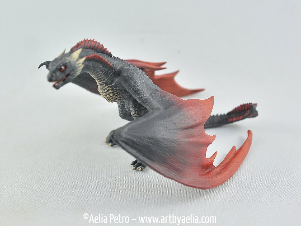 Realistic Baby Dragon Replica Black and Red PRE ORDER - Etsy