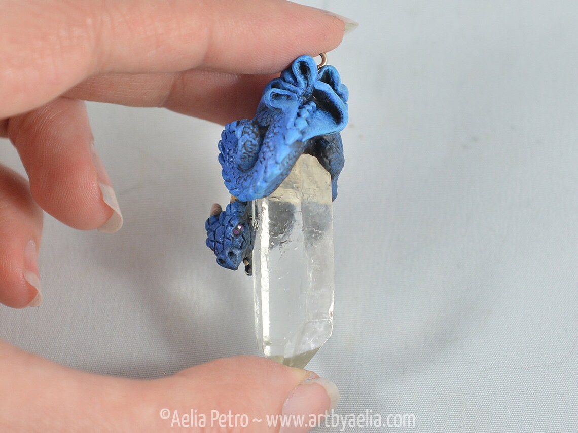 Crystal Dragon Necklace Sapphire Dragon IN STOCK and Ready - Etsy