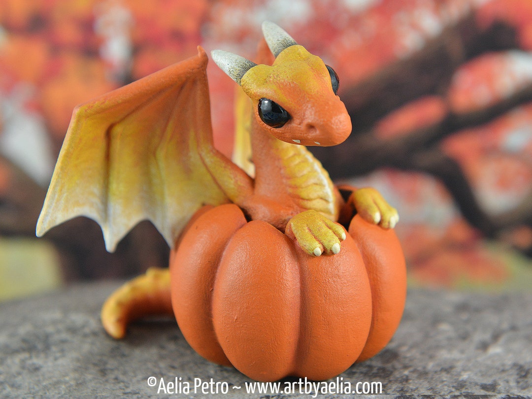 Pumpkin Dragon Sculpture Resin Designer Toy - Candy Corn Dragon - PRE ...