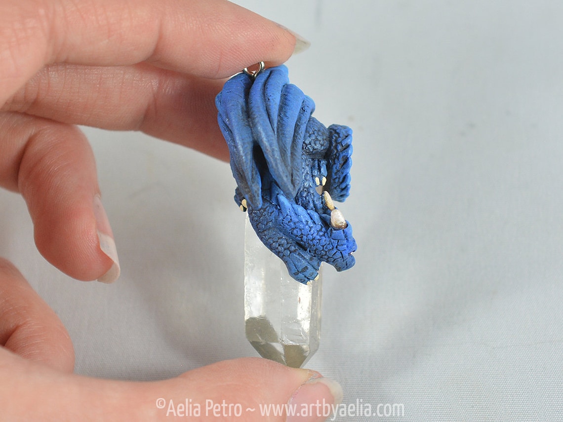 Crystal Dragon Necklace Sapphire Dragon IN STOCK and Ready - Etsy