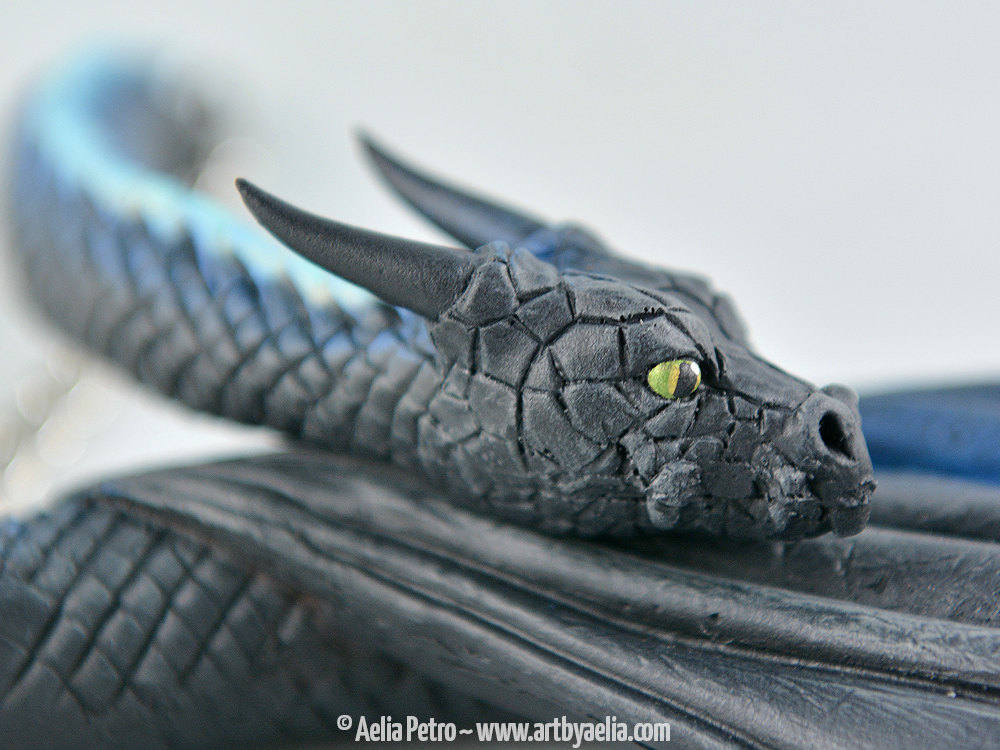 Alpha Black and Blue Dragon Draper Necklace - Turquoise Spines - IN ...