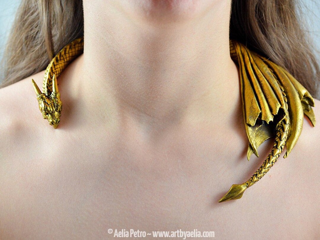 Antique Gold Dragon Draper - Dragon Necklace - PRE-ORDER Shipping in 2 ...