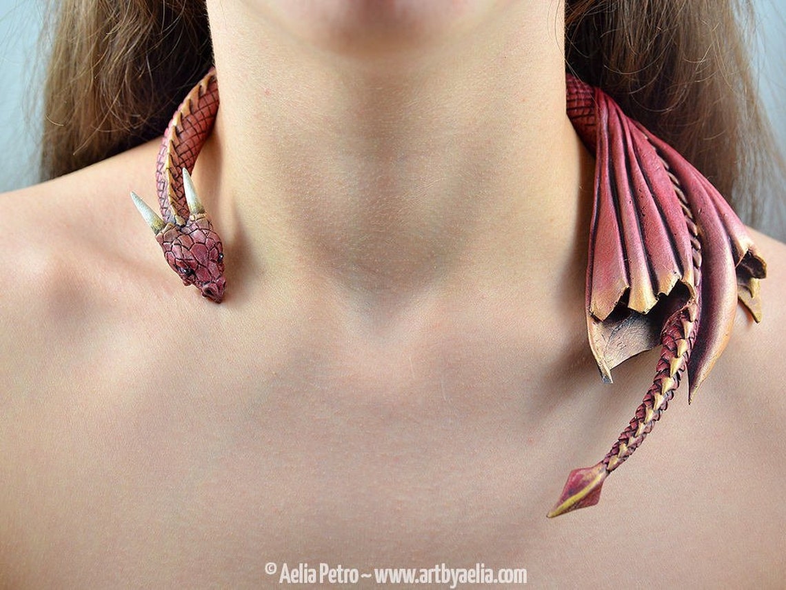Dusty Rose Aurora Borealis Dragon Draper Necklace - PRE ORDER Shipping ...