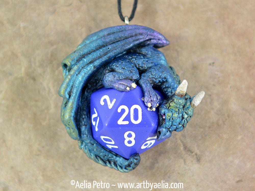 Dragon D20 Necklace - Aurora Borealis Dragon - PRE ORDER Shipping in 2 ...
