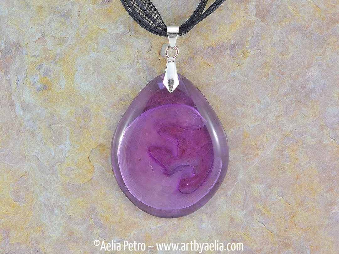 Purple Ferret Intaglio Pendant - Unique Ferret Necklace - in Stock and ...