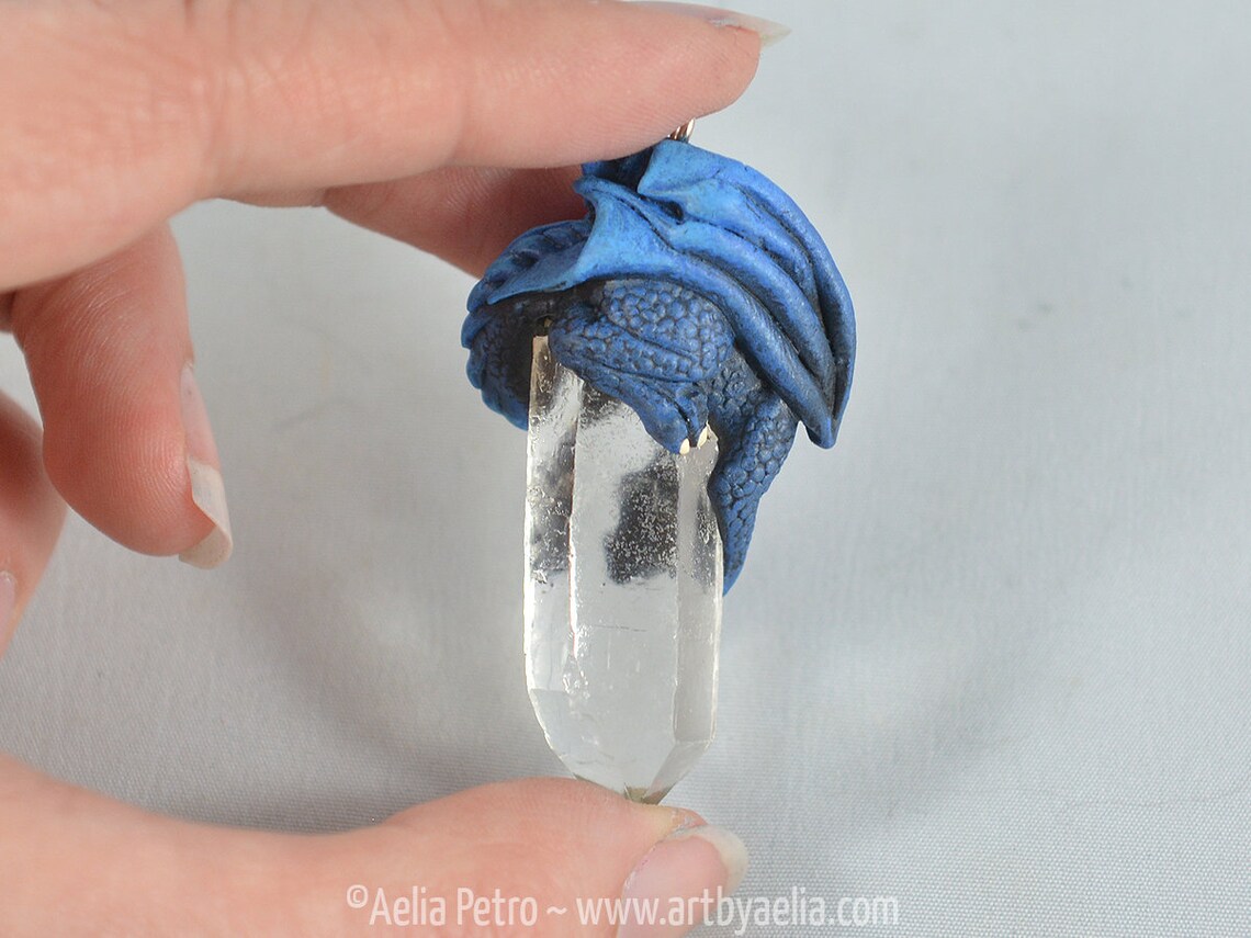 Crystal Dragon Necklace Sapphire Dragon IN STOCK and Ready - Etsy