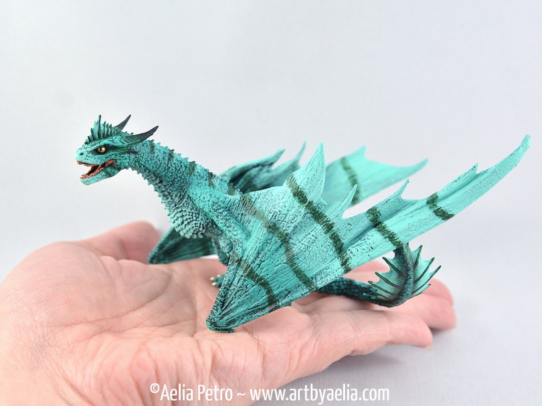 Realistic Baby Dragon Replica - Teal, Turquoise and Green Dragon - IN ...