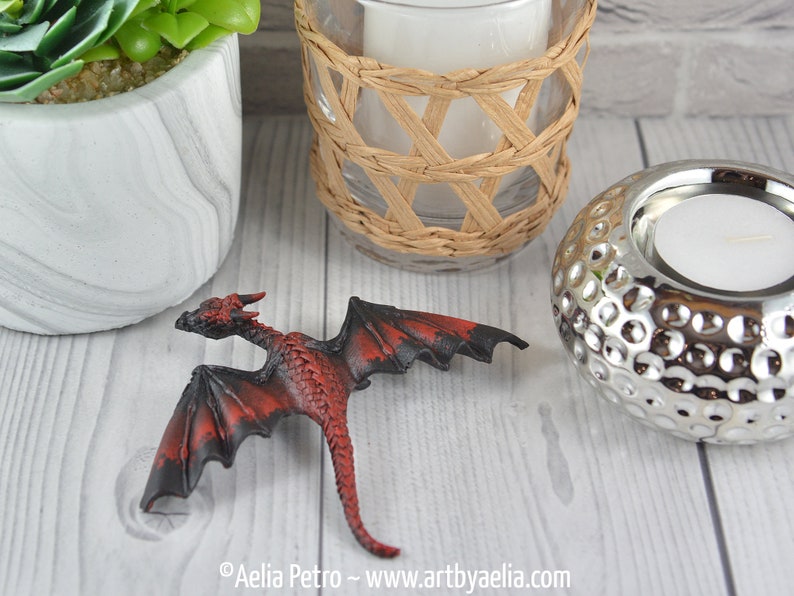 Realistic Baby Dragon Hair Clip - Black and Red Dragon - IN STOCK and ...