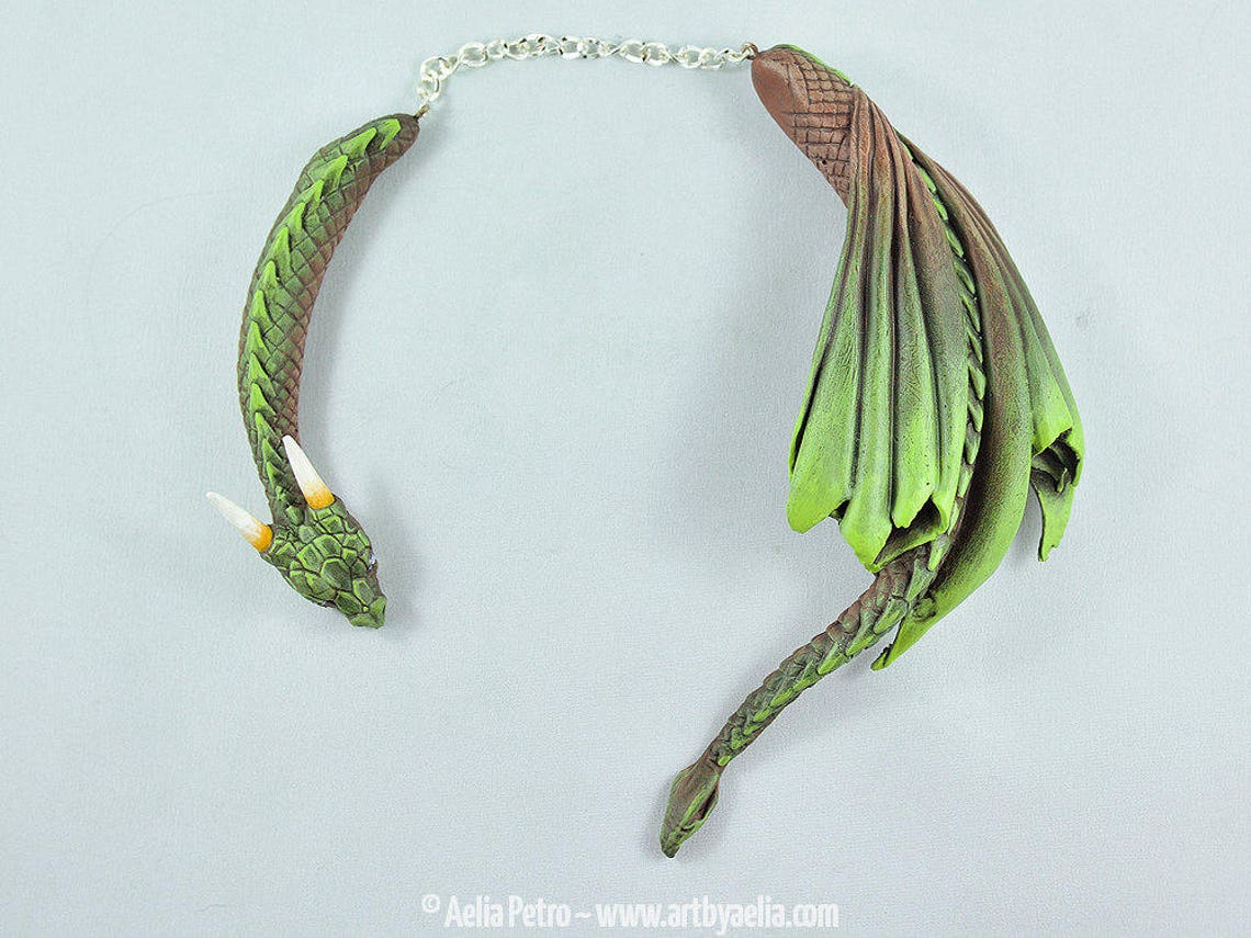 Earth Elemental Dragon Draper Necklace - IN STOCK and Ready to Ship - Etsy