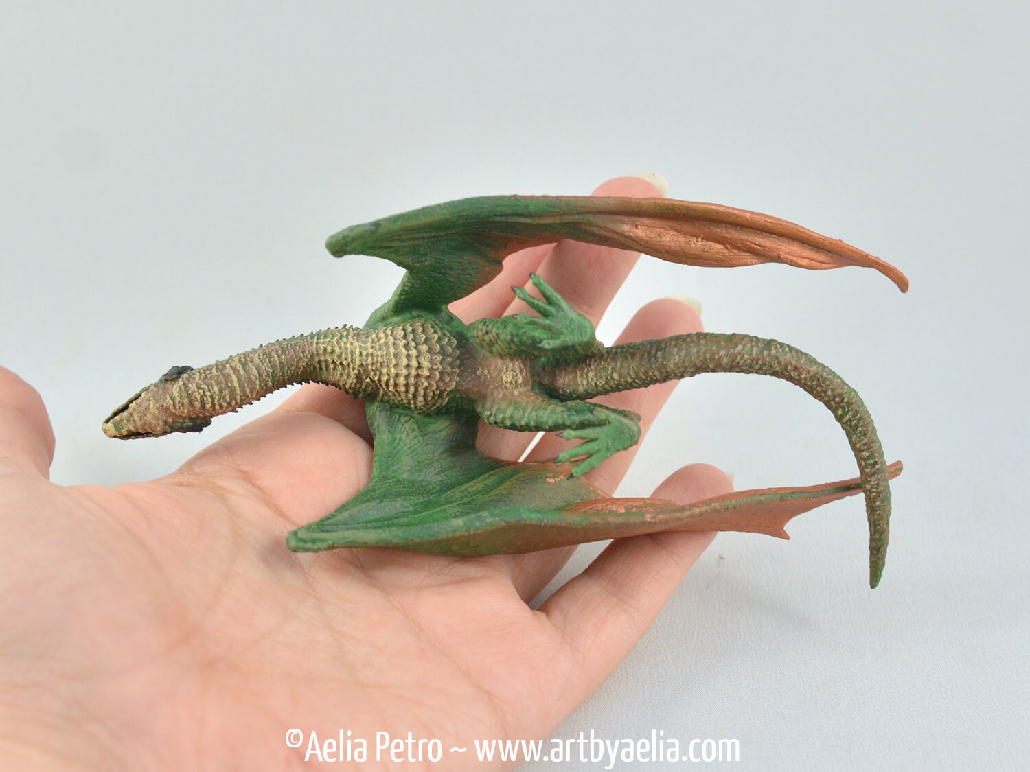Realistic Baby Dragon Replica - Green and Bronze Wyrm Dragon - IN STOCK ...