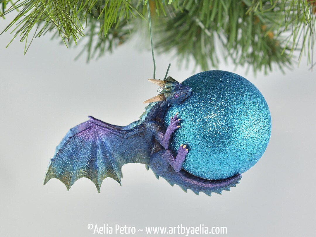 Dragon Bauble Ornament - Aurora Borealis Dragon on Your Choice of ...