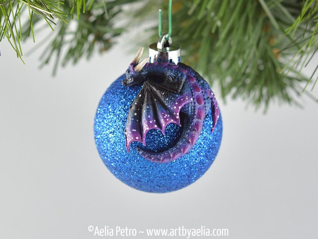 Small Dragon Bauble Ornament - Galaxy Dragon on Your Choice of 4.5cm ...