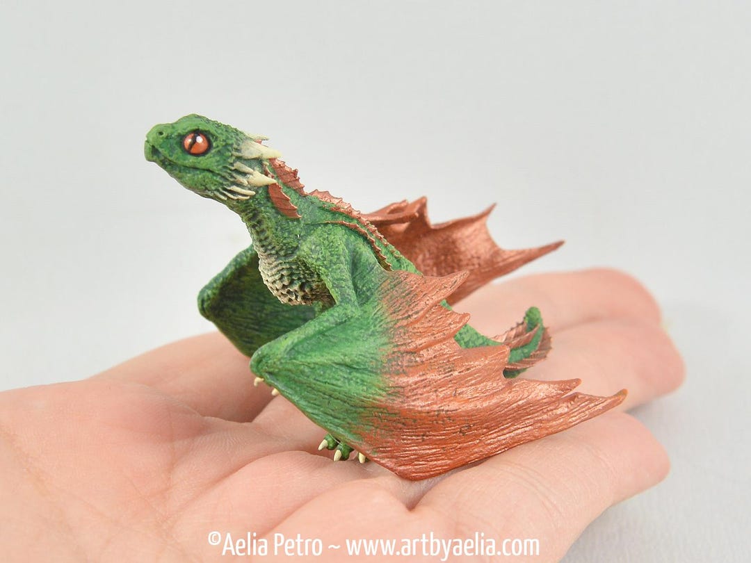 Tiny Baby Dragon Figure - Green and Bronze Dragon - IN STOCK and Ready ...