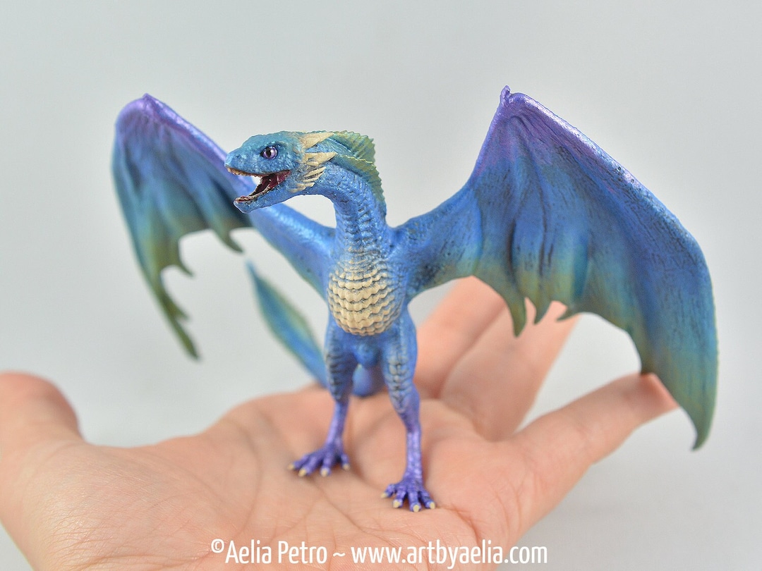 Realistic Baby Dragon Replica Figurine - Aurora Borealis With Wings ...
