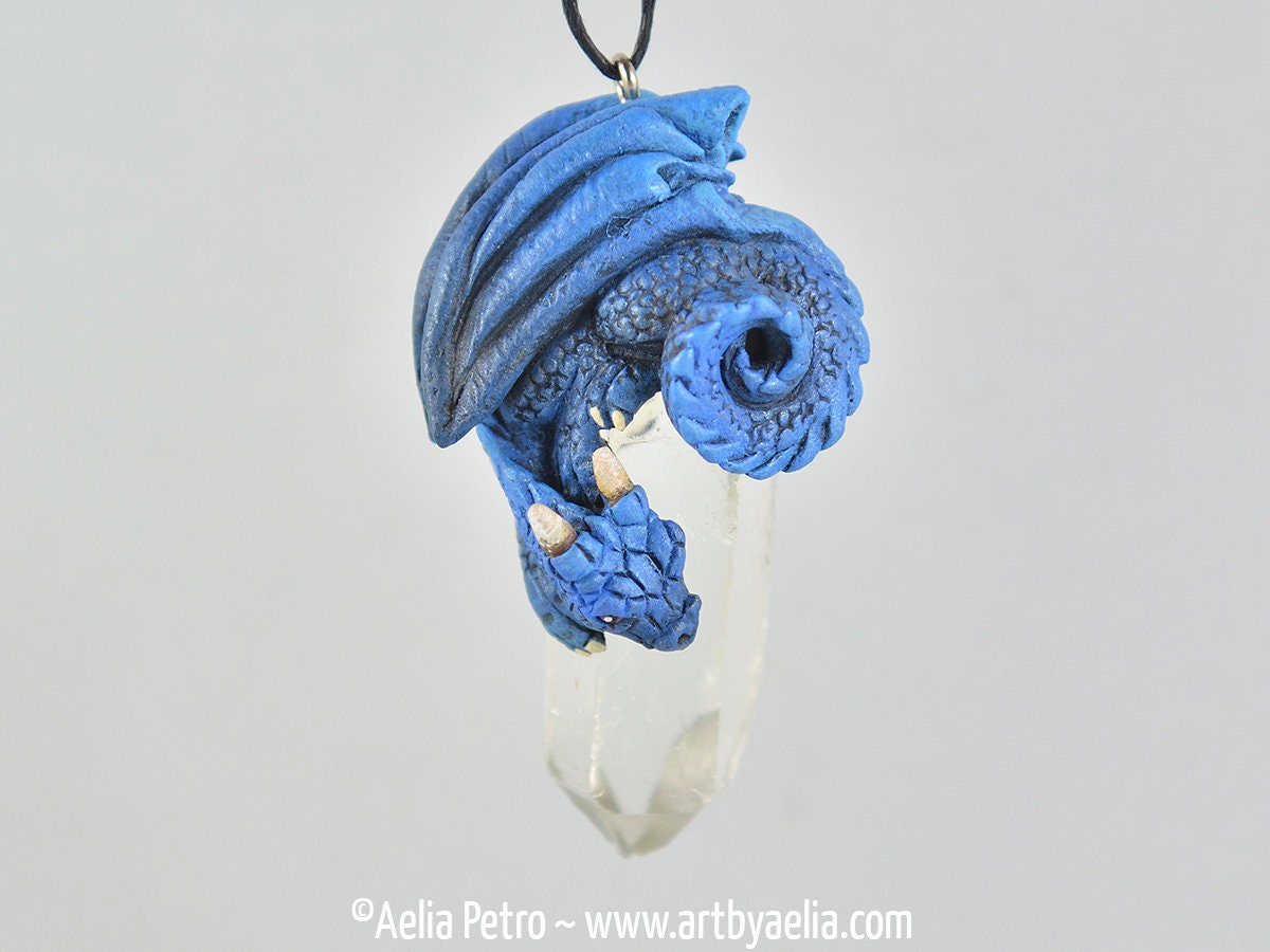 Crystal Dragon Necklace Sapphire Dragon IN STOCK and Ready | Etsy