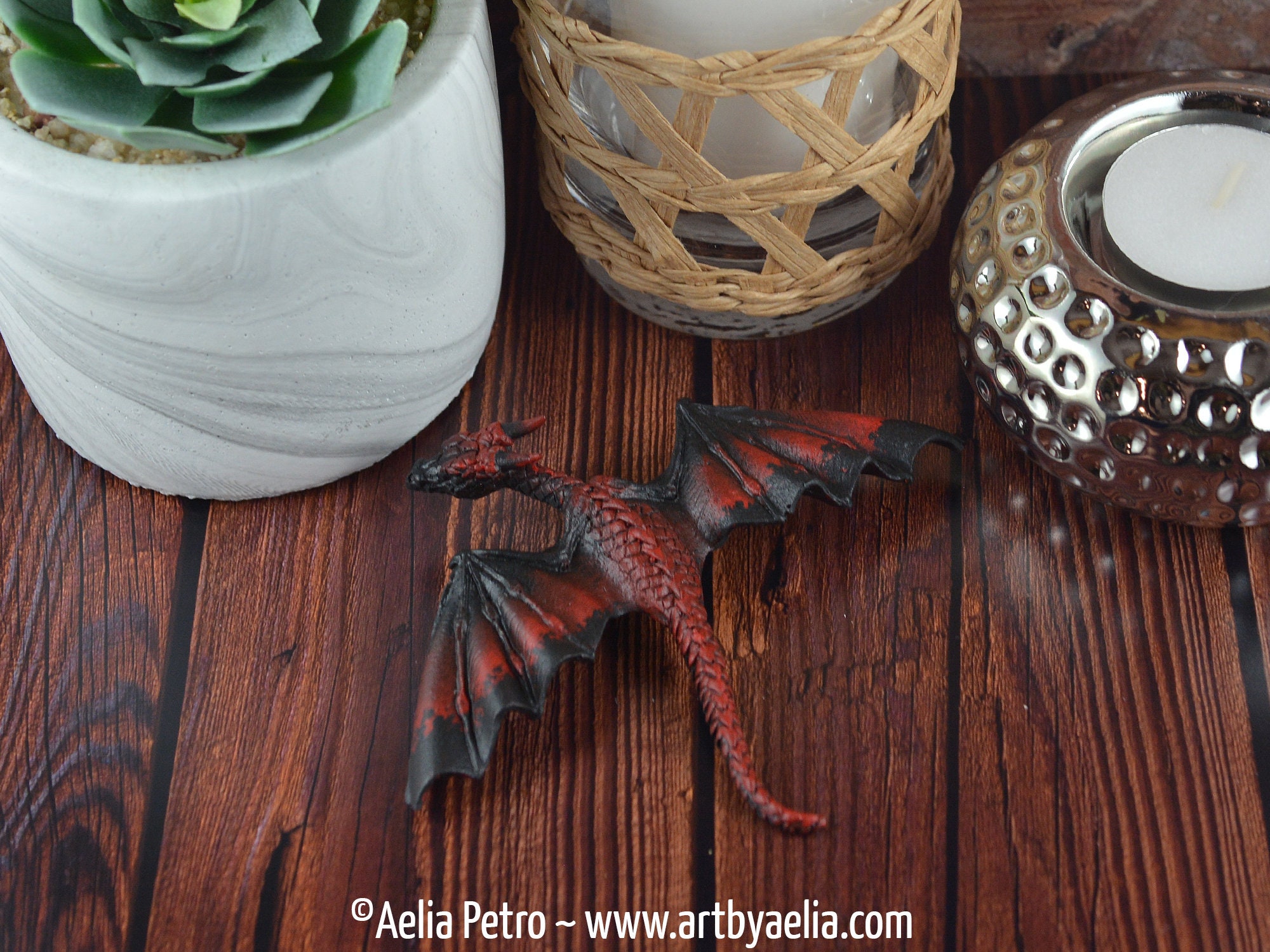 Realistic Baby Dragon Hair Clip - Black and Red Dragon - IN STOCK and ...