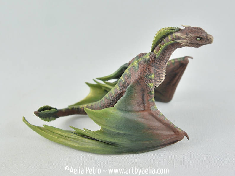 Realistic Baby Dragon Replica Earthy Brown and Green in | Etsy