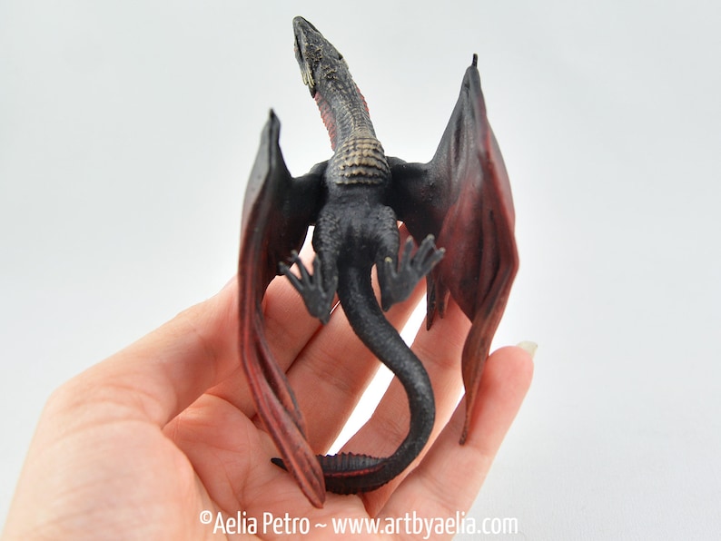 Realistic Baby Dragon Replica Fire Red and Black Pre-order - Etsy