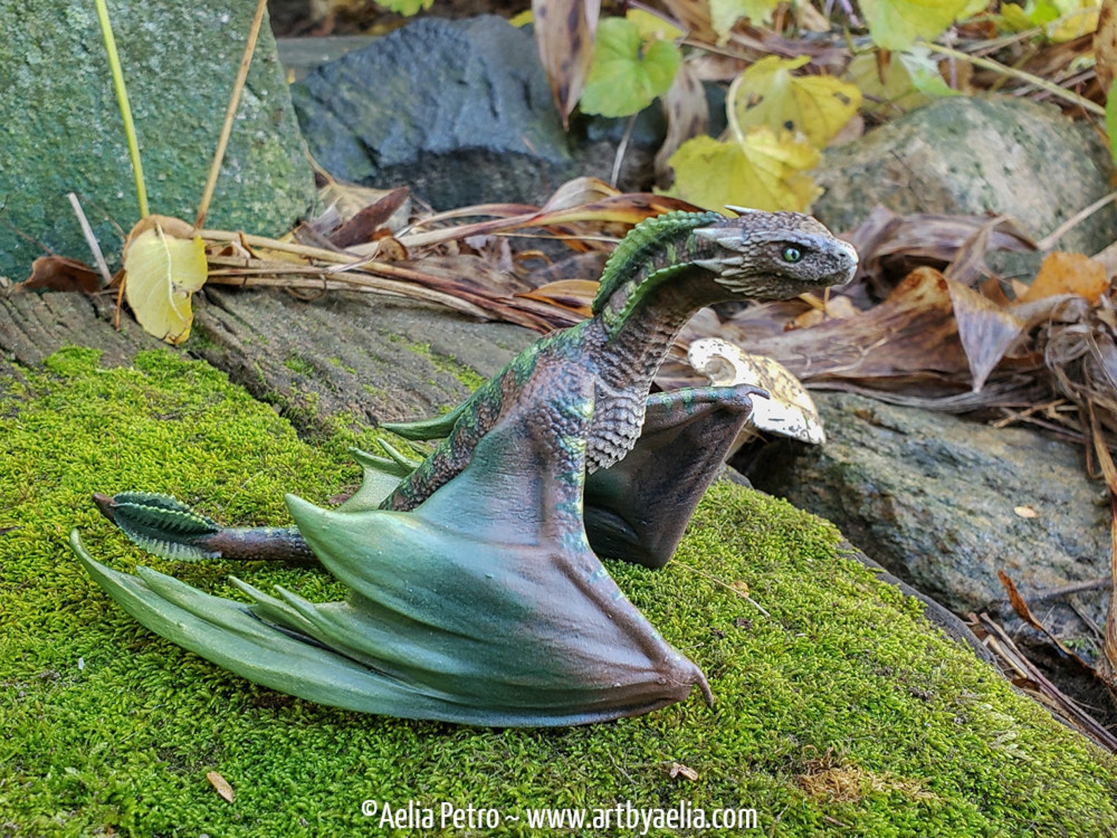 Realistic Baby Dragon Replica Earthy Brown and Green in - Etsy