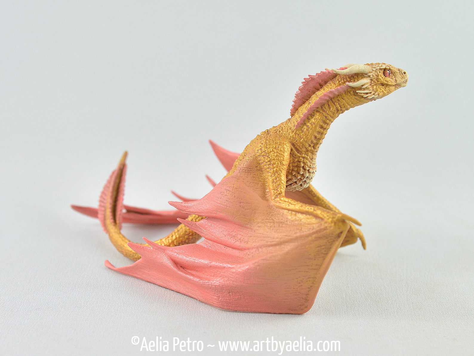 Realistic Baby Dragon Replica - Gold and Pink Dragon - IN STOCK and ...