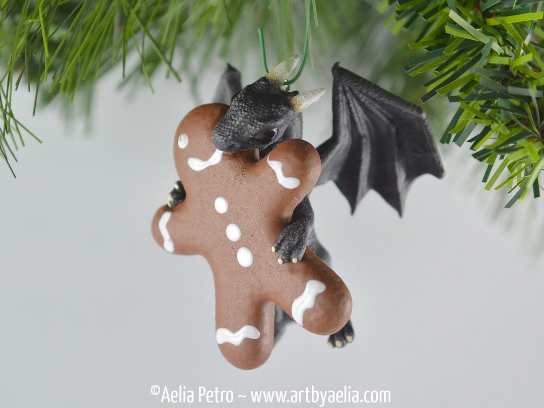 Gingerbread Dragon Ornament - Black Dragon - PRE-ORDER Shipping in 2-4 ...
