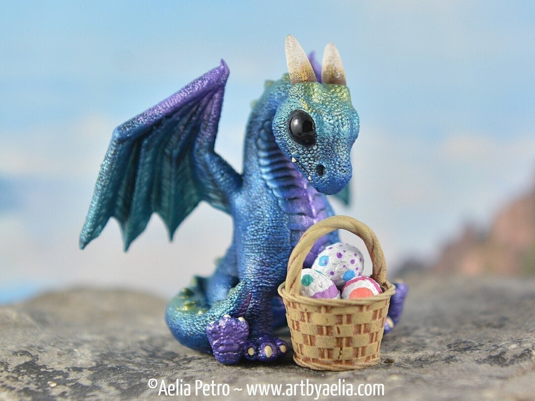Easter Dragon Sculpture Resin Figurine - Aurora Borealis Shimmering ...