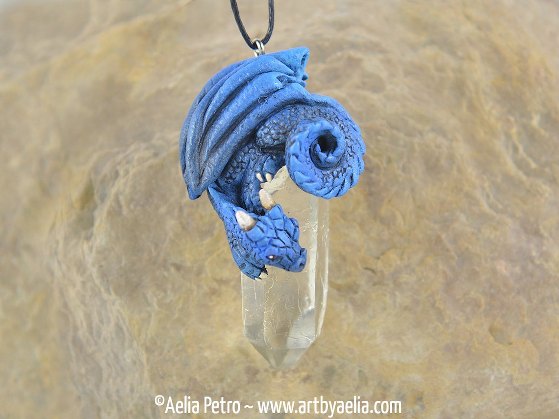 Crystal Dragon Necklace Sapphire Dragon IN STOCK and Ready - Etsy