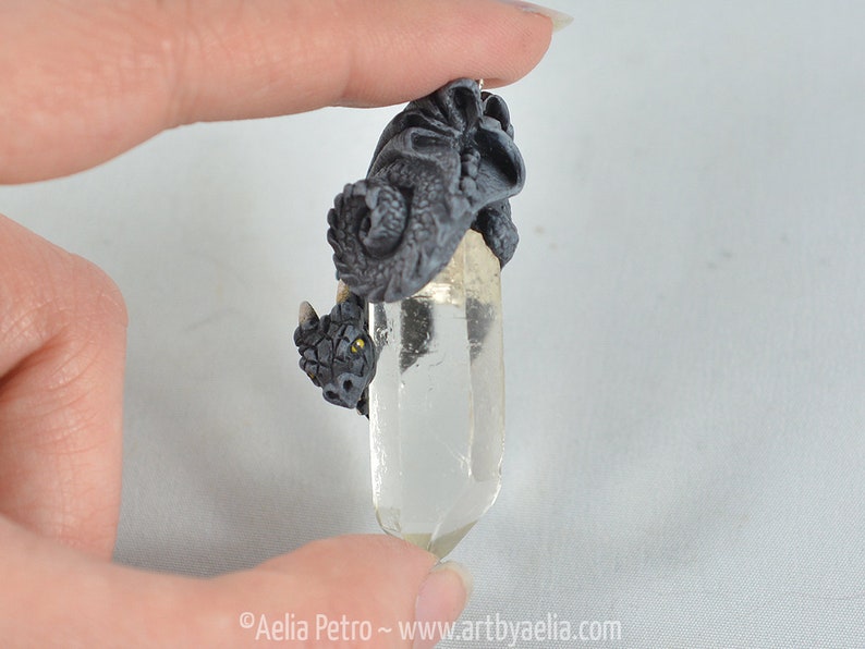 Crystal Dragon Necklace Black Dragon IN STOCK and Ready to - Etsy